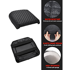 KBH Center Console Armrest Cover for Chevy Chevrolet Silverado, GMC Sierra 2019-2024, Tahoe, Suburban, Yukon 2021-2024, Vinyl Leather Console Lid Cushion, Anti-Scratch, Bucket Seat, Black