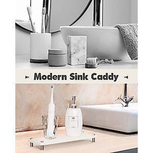 Johamoo Fast Drying Stone Sink Tray, Bathroom Instant Dry Sink Organizer, Diatomaceous Earth Water Absorbing Stone Tray for Kitchen Counter, White