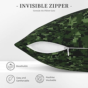 AdaNti Green Army Digital Camouflage Print Corduroy Throw Pillow Covers Soft Square Throw Pillow Case Home Decorations for Bed Sofa Living Room 16"x16"