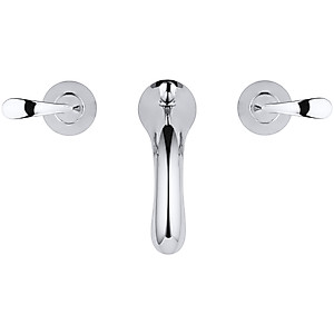 KOHLER ‚Äé10272-4-CP Forte Sculpted Widespread Lav Faucet, Bathroom Sink Faucet with Sculpted Lever Handles, Polished Chrome