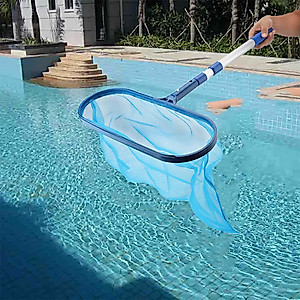 Ahn'Qiraj Pool Skimmer Net with Pole, Pool Net Fine Mesh with Telescopic Pole Leaf Skimmer Mesh (Dark Blue)
