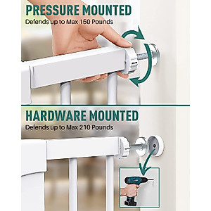 Newnice 40.6" -29.7" Auto Close Baby Gate with Small Cat Door, Easy Walk Thru & Durable Dog Pet Gates for Stairs, Doorway, House, Pressure Mounted Safety Child Gate Includes 4 Wall Cups