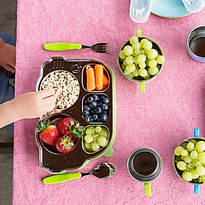 Innobaby Din Din Smart EZ Grip Spoon and Fork with Carrying Case, Utensil Set for Kids and Toddlers, BPA Free (Green)