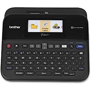 Brother P-Touch Label Maker, PC-Connectable Labeler, PTD600, Color Display, High-Resolution PC Printing, Black, Black/Gray