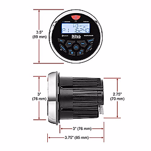 BOSS Audio Systems MGR350B Marine Gauge Receiver - Bluetooth, Digital Media MP3 Player + MR4.3W 200-Watt 3 Way Marine 4-Inch Enclosed System Speakers.