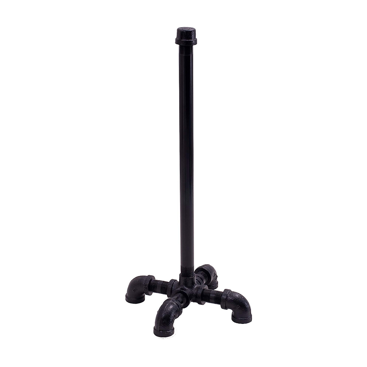 Pipe DÉCOR Black Electroplated Industrial Paper Towel Holder, Rustic Kitchen Farmhouse Decoration, Durable Metal Base and Stand Set