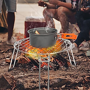 REDCAMP Stainless Campfire Grill Steel Grate, Portable Over Fire Camp Grill for Outdoor Open Flame Cooking BBQ with Carry Bag