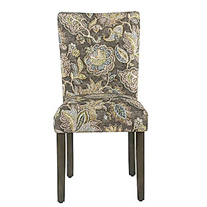 HomePop Parsons Classic Upholstered Accent Dining Chair, Set of 2, Multicolor Gray Floral