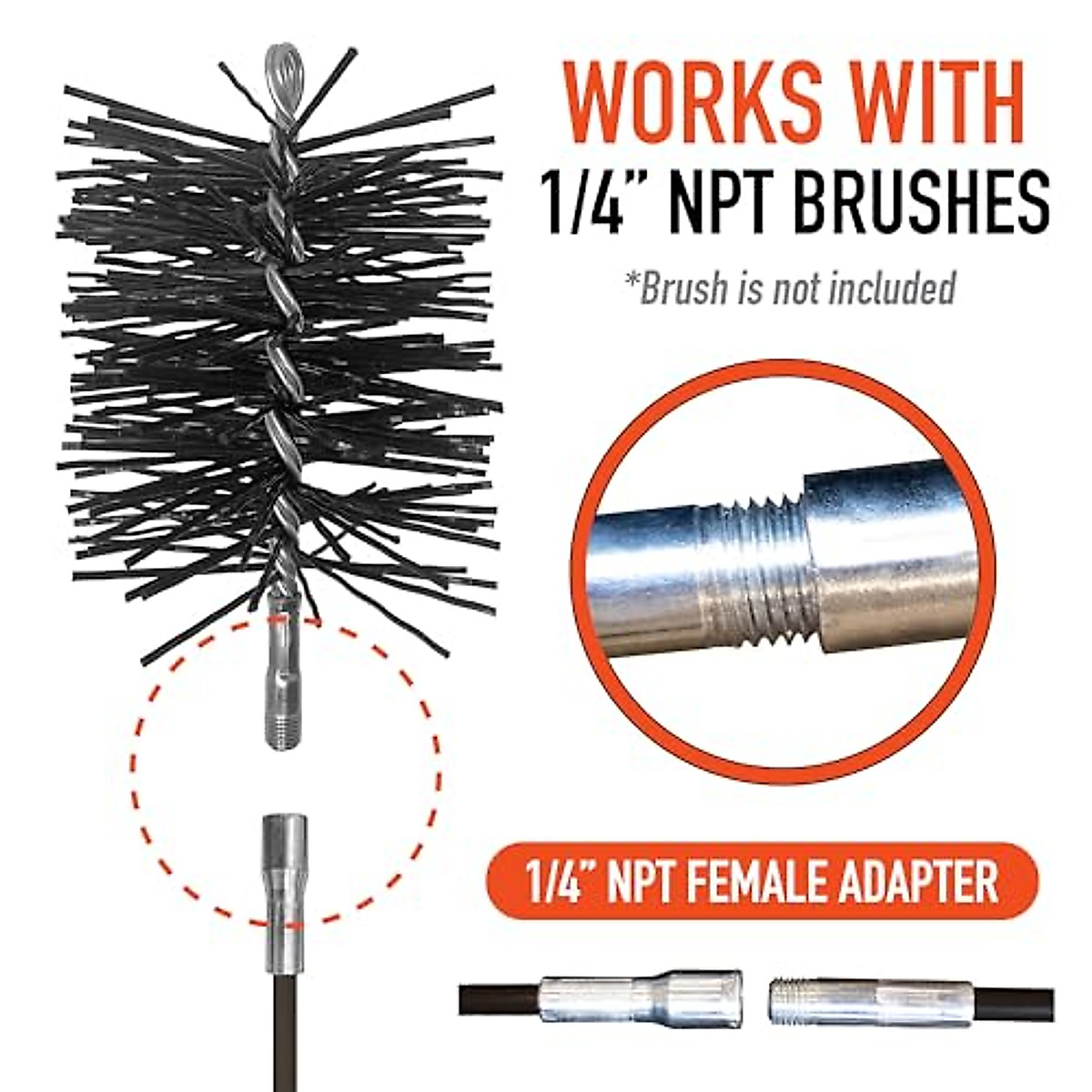 Chromex 7 Piece 3 Foot Chimney Rod Kit | 21 Foot Strong Fiberglass Rod Kit - Standard 1/4" NPT Fittings