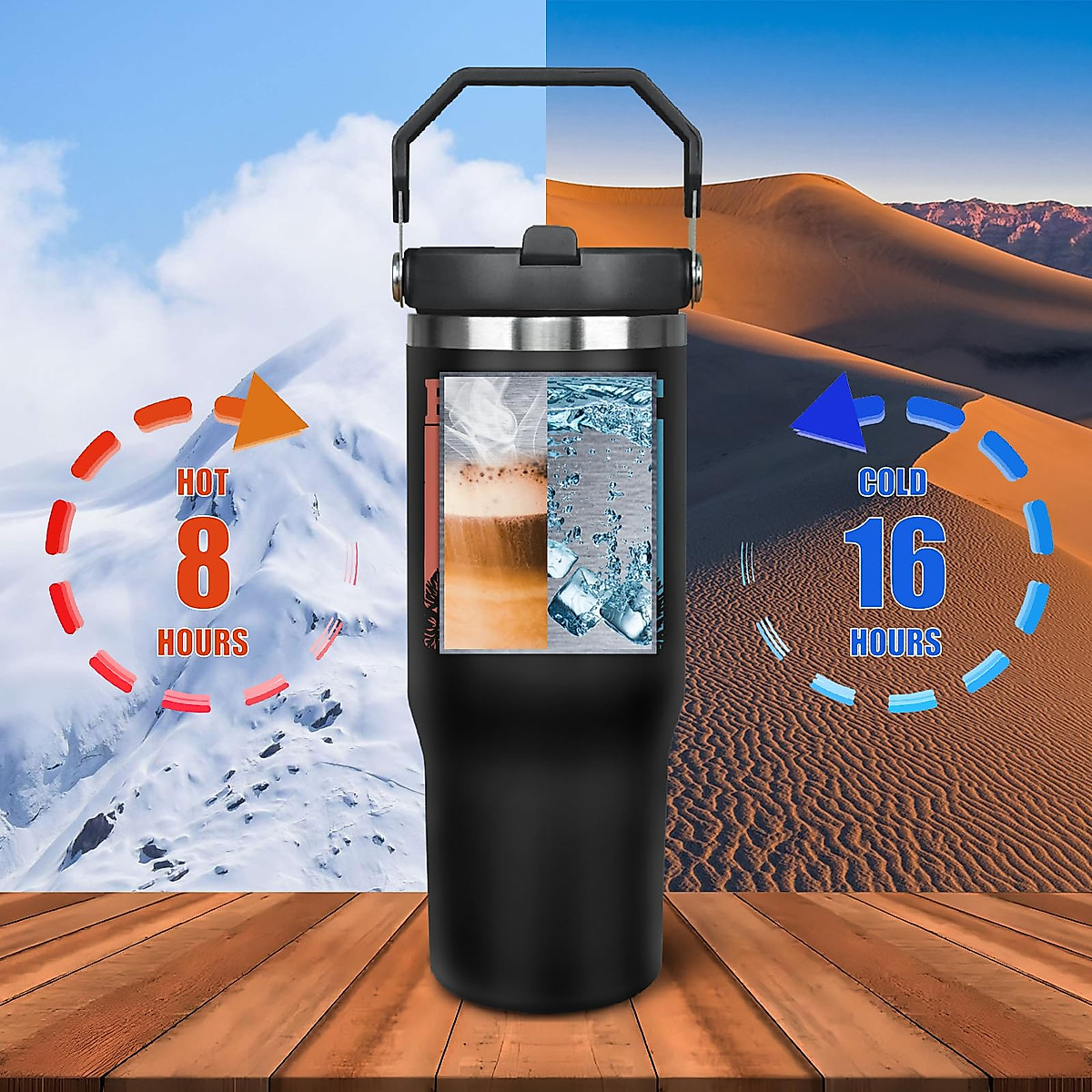 ysnifeiw 30oz Bigfoot Tumbler with Top Handle and Flip Straw Bigfoot/Sasquatch Gifts Cup for Dad Father's Day Birthday Christmas Gifts for Men