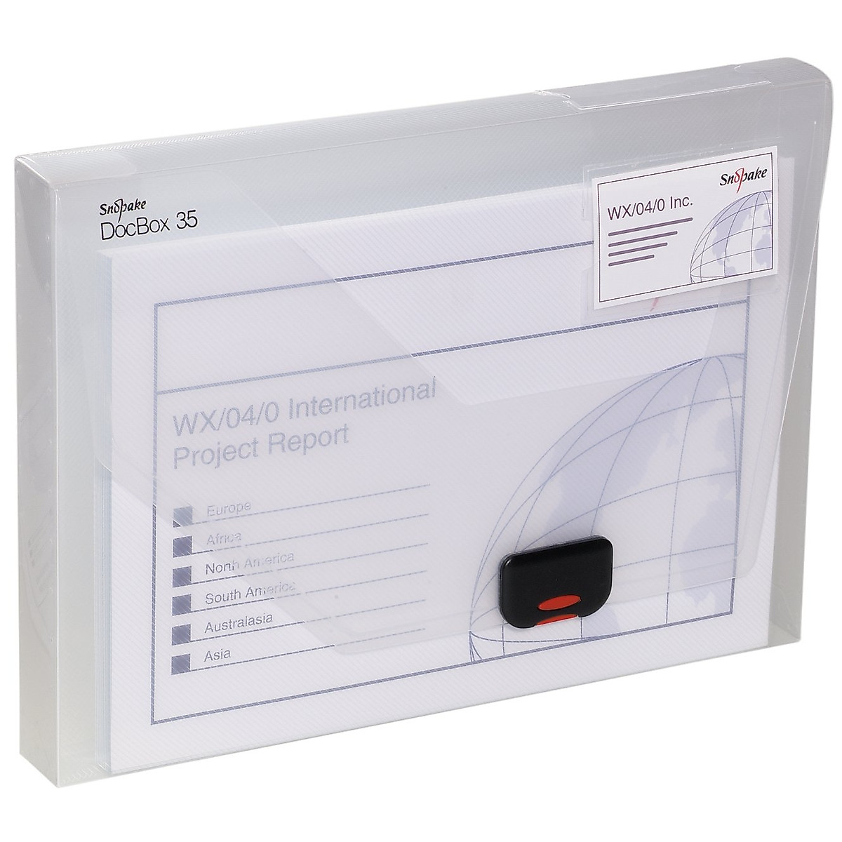 Snopake A4 DocBox Clear 35 mm Box File with Push Lock (Pack of 1) Ref 12861