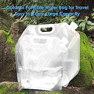 Ellsang Collapsible Water Container Bag, 1.3Gal BPA Free Water Storage Bladder, Outdoor Folding Freezable Water Storage Bag for Hiking Picnic BBQ Hurricane Emergency(Transparent)
