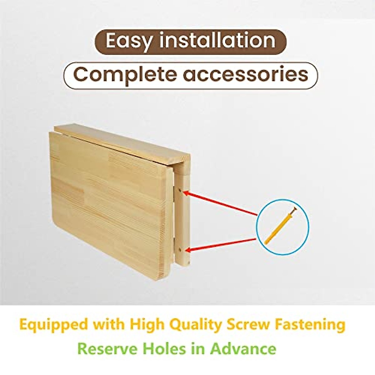 Folding Table Wall Mounted Space Saving，Foldable Wall-Mounted Table，Multifunctional Foldable Wall Table，Save Space for Laundry, Study, Dining Room，Multiple Sizes (29.5“×19.7”（75cm×50cm）)
