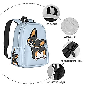 FeHuew 17 inch Backpack Cute Corgi Tricolor Dog Laptop Backpack School Bookbag Shoulder Bag Casual Daypack