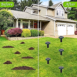 AMIAEDU Mole Repellent Solar Powered 8 Pack, Waterproof Vole Chipmunk Outdoor, Gopher Ultrasonic for Lawn Garden, Groundhog Repeller, Snake