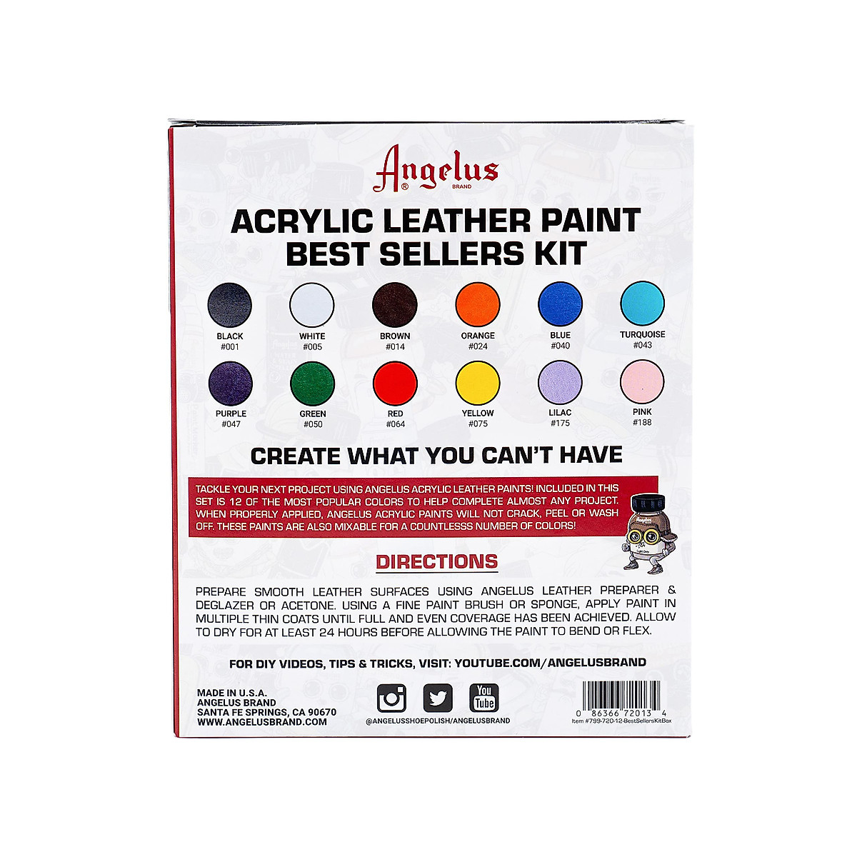 Angelus Leather Paint Starter Kit Set of 12 1 Ounce Bottles