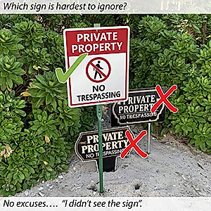 SmartSign No Trespassing Signs Private Property, 10 x 12 Inches Aluminum Sign with 3 Feet Stake
