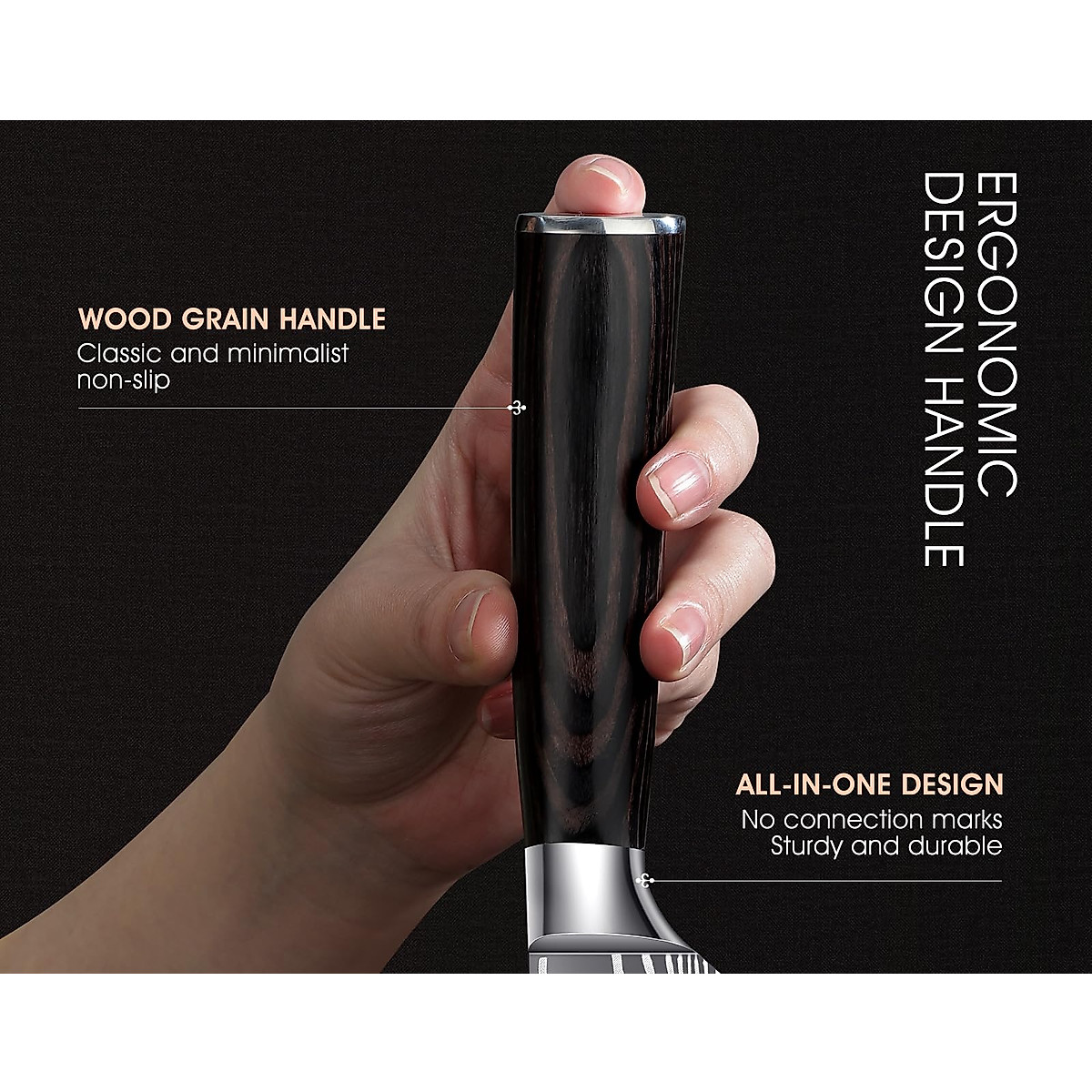 DRAGON ROIT Japanese Knives Set Damascus Pattern Chef Knife Set for Kitchen with Roll Bag, Sharp 14Pcs Stainless Kitchen Knife Set Brown Handle