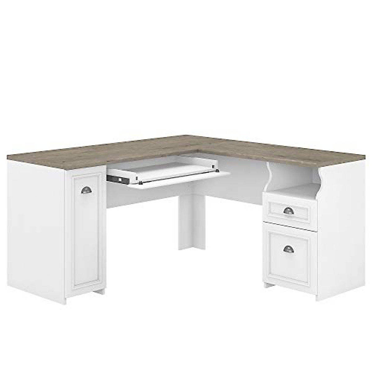 Bush Furniture Fairview L Desk, Shiplap Gray/Pure White