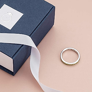 PEORA Peridot Classic Eternity Ring Band for Women 925 Sterling Silver, Natural Gemstone Birthstone 1 Carat total, Comfort Fit, Size 6 - August Birthstone Gift, Real Peridot Jewelry