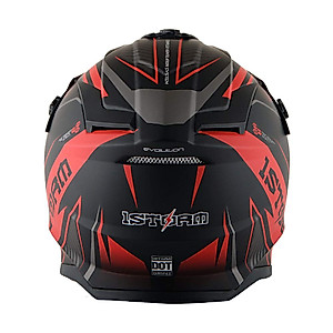 1Storm Adult Motocross Helmet BMX MX ATV Dirt Bike Downhill Mountain Bike Helmet Racing Style H637 + Motorcycle Bluetooth Headset: Storm Red