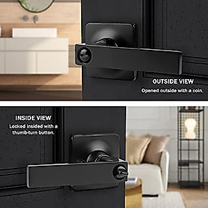 GOBEKOR 5 Pack Black Door Handle Interior Door Handles with Lock Privacy Door Handles for Bedroom Bathroom Square Door Handles Black Door Levers Keyless