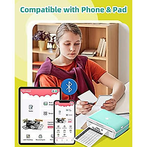 Phomemo M04S Wireless Portable Printer- Thermal Printer Sticker Printer- Compatible with iOS and Android for Travel, Mobile Office, School, Home with 300dpi,Support 53/80/110mm Printing Width,Green…