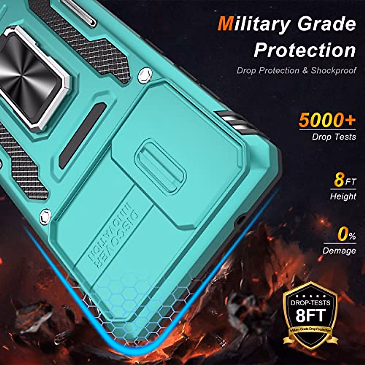 LUMARKE for Galaxy S20 FE Case with Camera Protection and Screen Protector Pass 16ft Drop Test Military Grade Protective Phone Cover with Kickstand Turquoise
