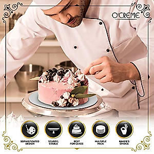 O'CREME White Wraparound Cake Pastry Round Drum Board 1/4 Inch Thick, 8 Inch Diameter - Pack of 10