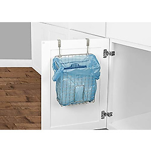 Spectrum Diversified Grid Trash Bin Plastic Holder for Kitchen Storage & Organization, Under Sink Organizer for Recycling Grocery Bags, Extra Large, Satin Nickel PC