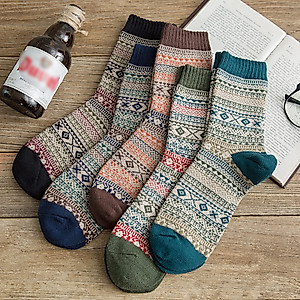 Pleneal 5 Pack Thick Soft Winter Wool Socks for Women - Cozy Knit Boots Socks