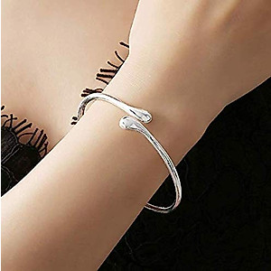 Syhonic 925 Silver Jewelry Set for Women, Teardrop Necklace + Earring + Ring + Bangle Set for 4 Pcs, Party Mother's Day Prom Wedding Fashion Accessories Gift