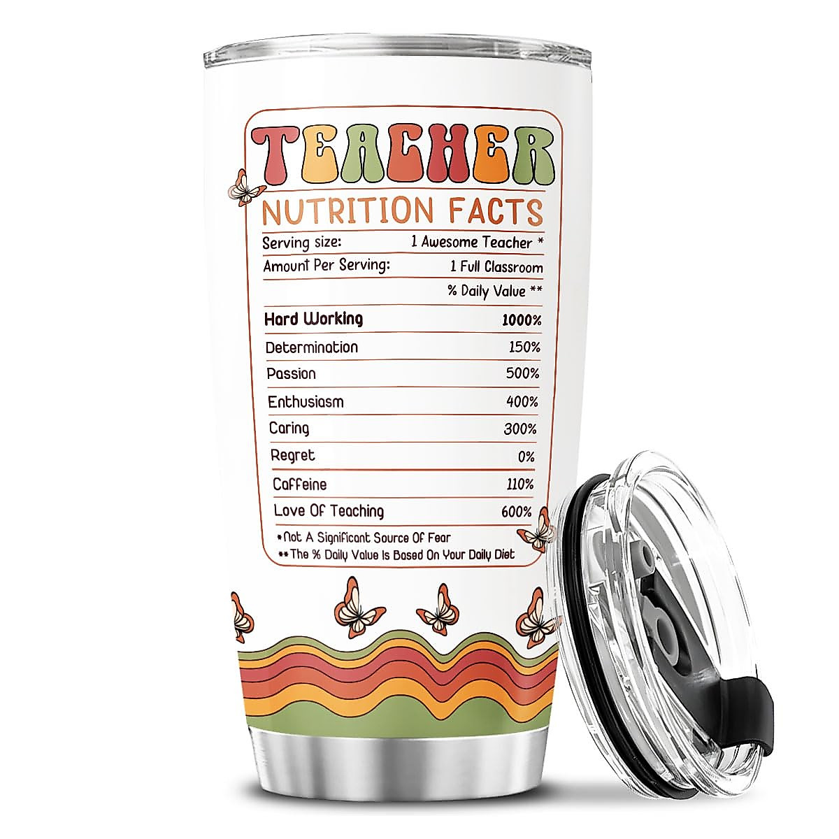 HUBUPU Tumblers Teachers Pack Coffee Women For Gift Music Cups Appreciation Stainless Steel, Teacher Gifts, Tumbler 20 Oz With Lid And Straw, Teacher Nutrition Facts