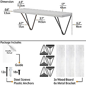 Wallniture Colmar White Floating Shelves for Wall, Makeup Storage Shelves for Bedroom, Wood Geometric Triangle Shelf Set of 3