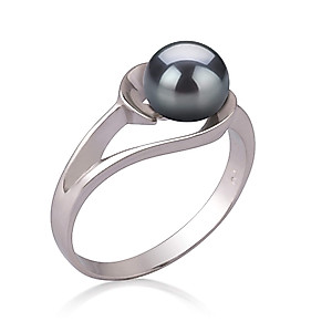 Clare Black 6-7mm AAA Quality Freshwater 925 Sterling Silver Cultured Pearl Ring For Women - Size-9