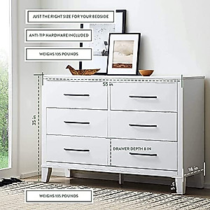 Edenbrook Bedroom-Six Drawer-Modern Design-Easy Assembly, White Dresser