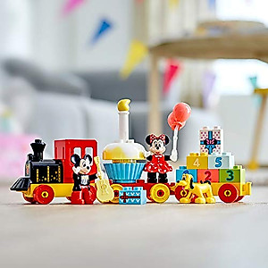 LEGO DUPLO Disney Mickey & Minnie Mouse Birthday Train 10941 - Building Toys for Toddlers with Number Bricks, Cake and Balloons, Early Learning and Motor Skill Toy, Great Gift for Girls, Boys Ages 2+
