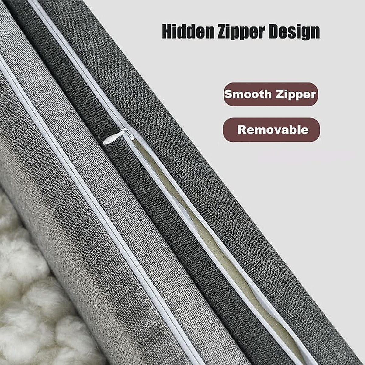 BFYYML Custom Bed Gap Filler, Mattress Gap Filler Wall Side, Thick Wedge Headboard Space Filler, High-Density 45D Sponge Removable Cover, Mattress Extender for King Queen Full Bed