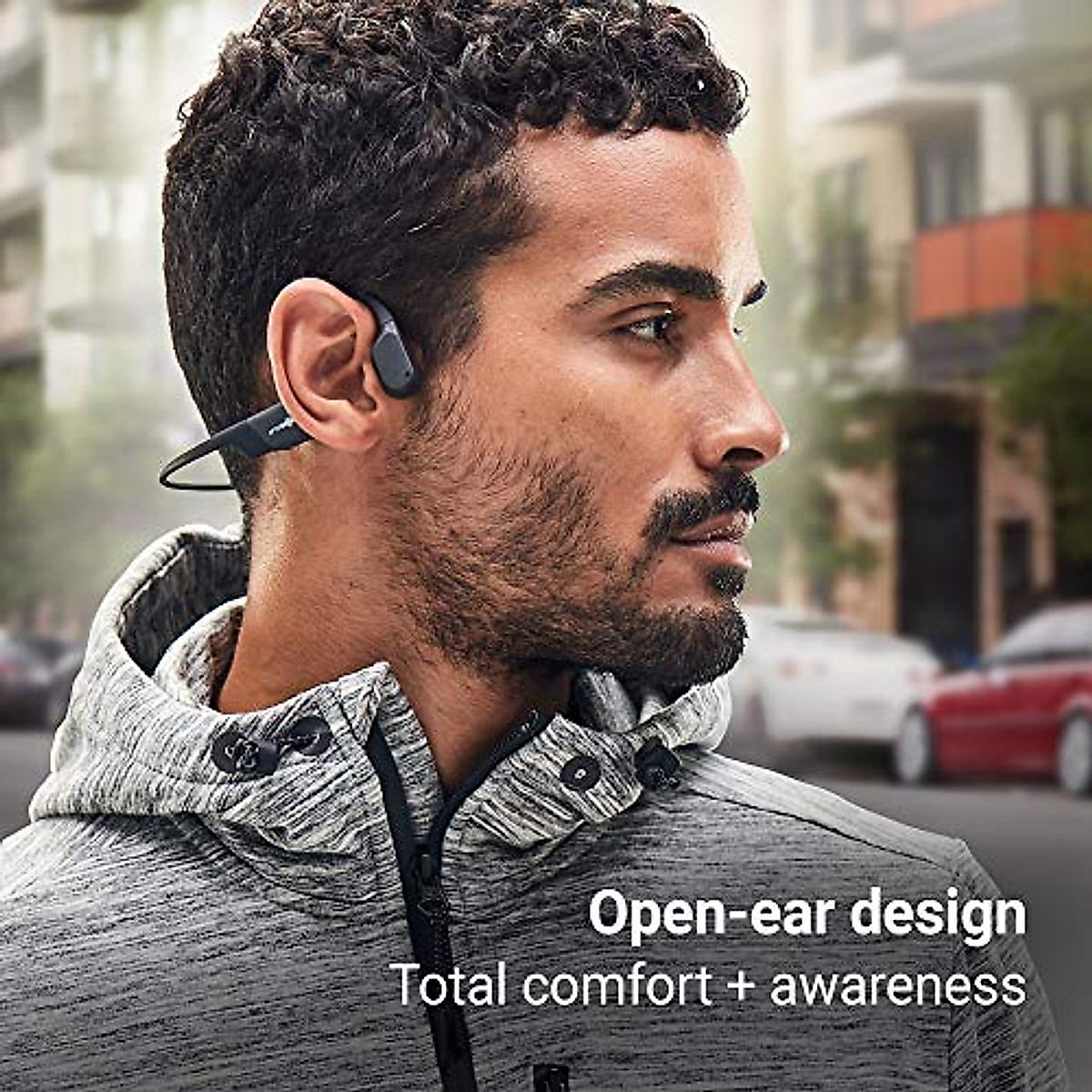 Aftershokz Aeropex (Rebranded as Shokz OpenRun) - Open-Ear Bluetooth Bone Conduction Sport Headphones - Sweat Resistant Wireless Earphones for Workouts and Running - Built-in Mic