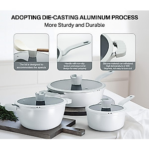 Innerwell Pots and Pans Set Nonstick - 6 Pcs Cookware Set with Detachable Handle, Nonstick Ceramic Coating Deep Frying Pan & Saucepan & Stockpot, Dishwasher & Oven Safe, Suitable for All Stovetops