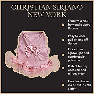 Christian Siriano New York Pink Tiered Bow Dress for Dogs, XS