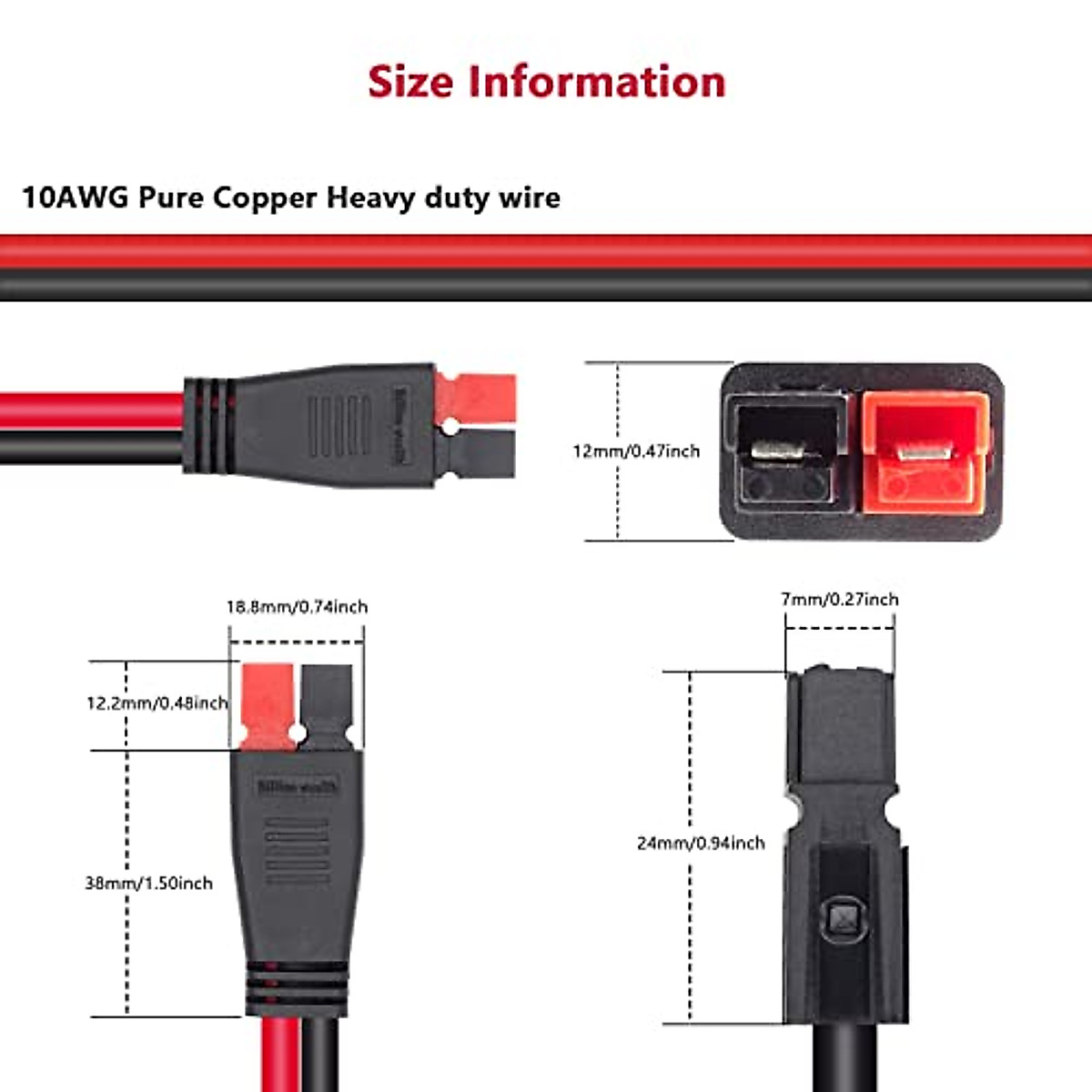Billion wealth 12 AWG 10Feet 45A Battery Quick Connector Male to Female Extension Cable with 2Pack 4inch Red/Black Battery Quick Adapters Harness Compatible with Portable Power Station