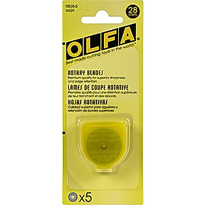 OLFA Rotary Fabric Cutter 28MM with 5 Blade Refill For Quilting, Sewing, and Crafts