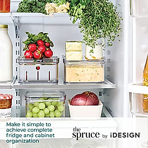 iDesign The Spruce 3-Piece Plastic Refrigerator Organizer Bin Set with Lids, Clear/Gray
