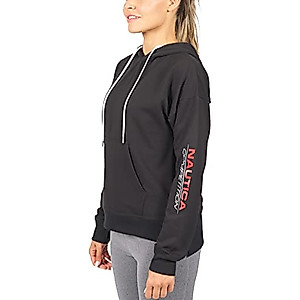 Nautica Competition Women's Active French Terry Pullover Sweatshirt Hoodie W/Pockets (Small, Black 2)