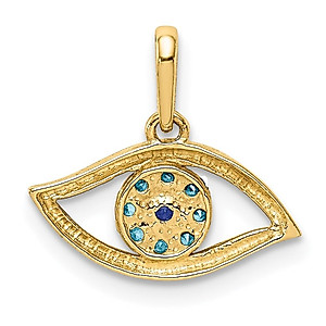 Diamond2Deal 14k Yellow Gold Blue CZ Eye Pendant