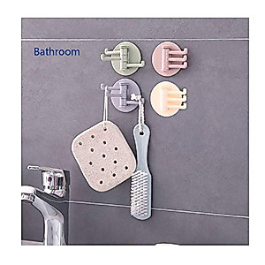 N/ 4 Round Non-Marking Hooks for Storage in Kitchen, Bathroom Storage Room and Wardrobe Room Without Drilling