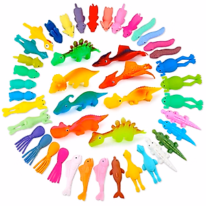 40 Pcs Finger Slingshot Animal Toys Animal Slingshots Catapult Toys Slingshot Chicken Slingshot Dinosaur Finger Toys Funny Flicking Chicken Toy Flying Turkey Flingers for Flying Games and Party Favors