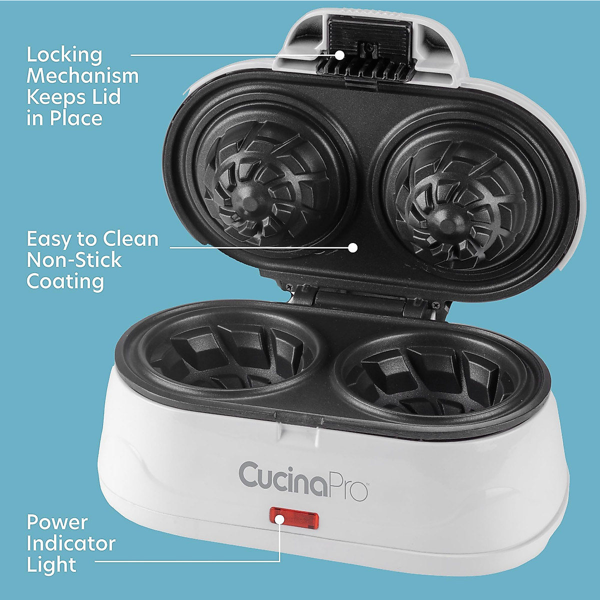 Double Waffle Bowl Maker- Make two 4" Ice Cream Cone Bowls at Once, NonStick Electric Baker for Homemade Icecream Treats, Easy to Use Iron, Add your Favorite Fillings, Toppings, Fun Holiday Xmas Gift