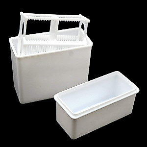 YXQ 24 Slots Microscope Slides Staining Jar Frame Rack 2-Set White Plastic Covered